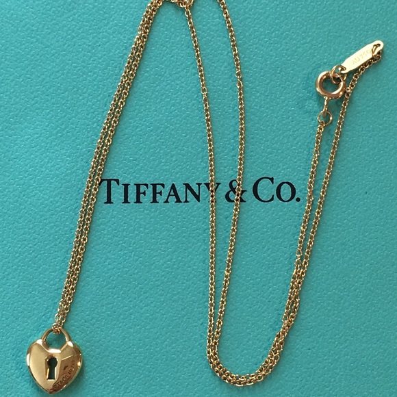 Tiffany & Co. | Jewelry | Tiffany Co Heart Lock Pendant Necklace 8k ...